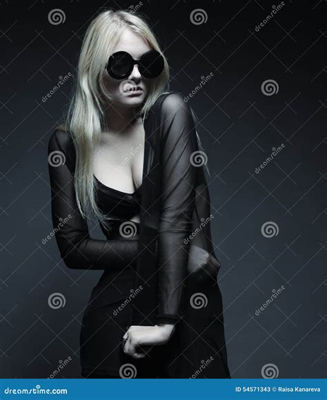 Blond Woman Posing In Black Lingerie Stock Image Image Of Girl