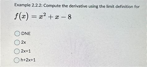 solved example 2 2 2 compute the derivative using the limit