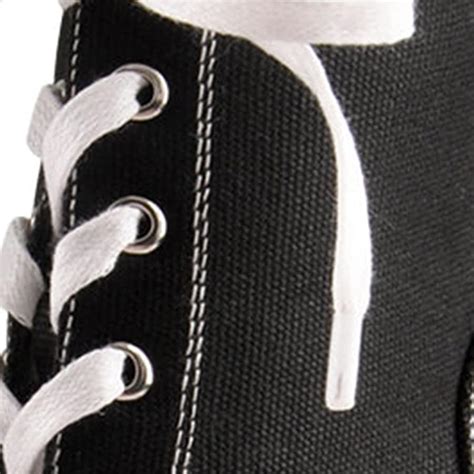 Womens Black High Heel Thick Bottom Contrasting Color Lace Up Canvas