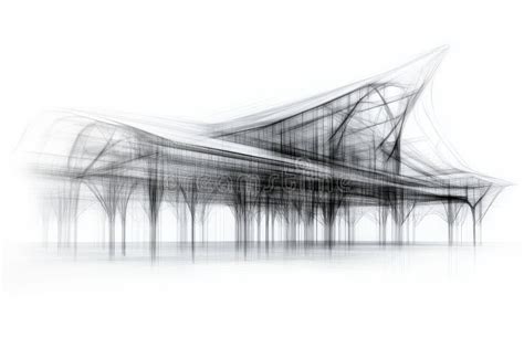 Architectural Conceptual Sketch Of Modern Building Abstract Geometric