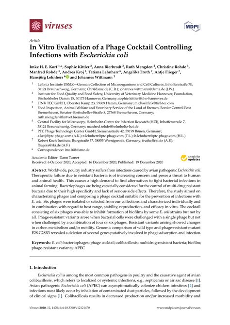 Pdf In Vitro Evaluation Of A Phage Cocktail Controlling Infections
