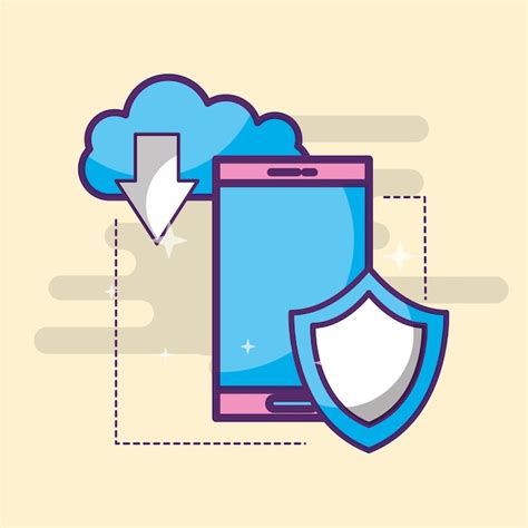 Premium Vector Smartphone Clod Storage Download Shield