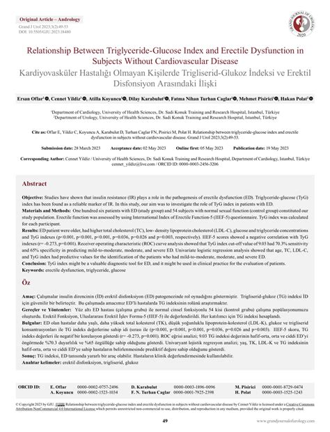 Pdf Relationship Between Triglyceride Glucose Index And Erectile