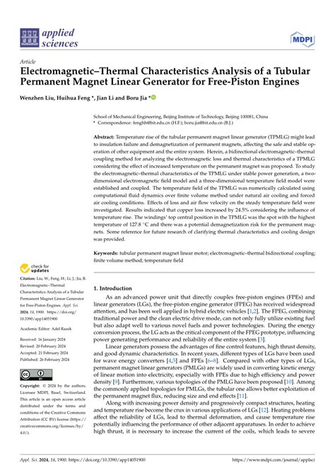 Pdf Electromagneticthermal Characteristics Analysis Of A Tubular Permanent Magnet Linear