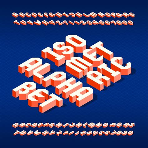 3d Isometric Alphabet Vector Font Stock Vector Illustration Of