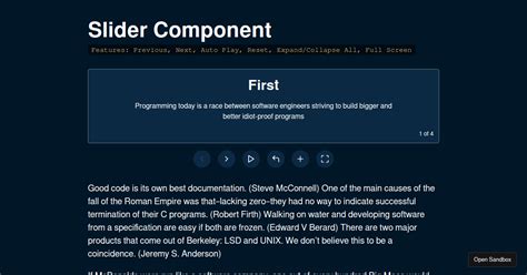 Full Featured Slide Component Codesandbox