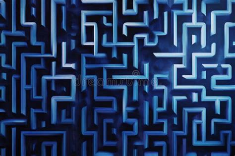 Navigating The Labyrinth Of Complexity A Digital Maze In Vivid Blue
