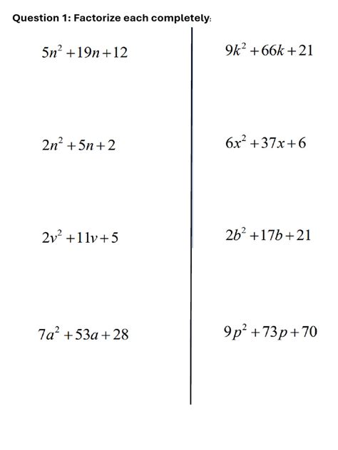 Factorization Questions Pdf