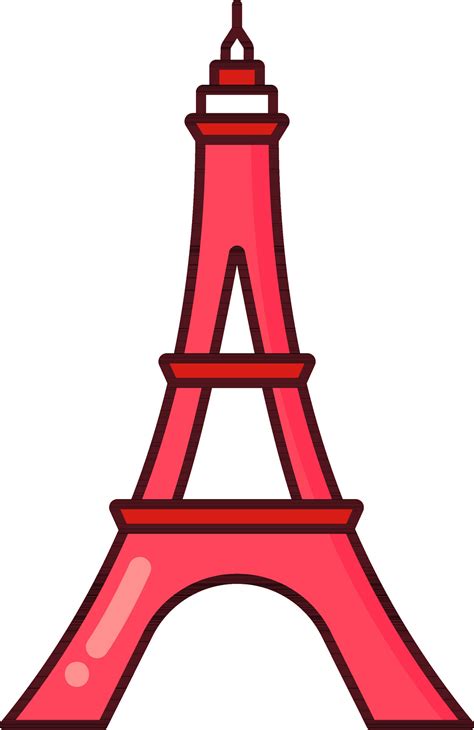 Red Eiffel Tower Icon In Flat Style 24972482 Vector Art At Vecteezy