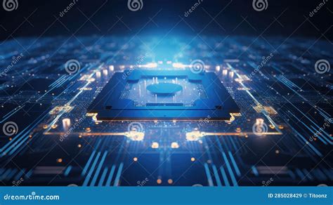 Abstract Technology Background Of A Quantum Computing System With Processor And Electronic