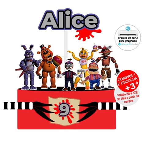Arquivo De Corte Topo De Bolo Five Nights At Freddy S No Elo7 Artes