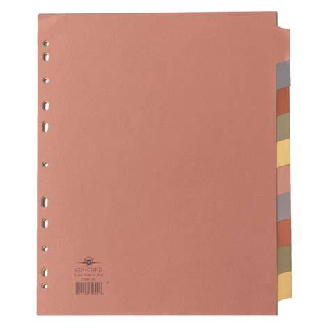 🗂️ Concord A4 10 Part Index Divider Plain Tab Assorted 72699