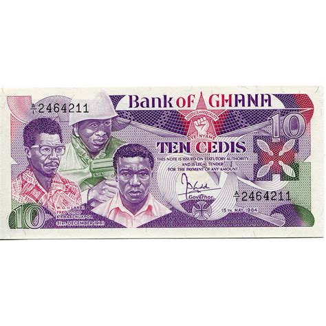 Ghana 10 Cedis 1984 P 23a Unc Golden Eagle Coins