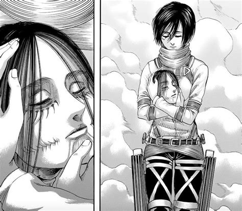 Mikasa Holds Erens Head Ch 139 Eren And Mikasa Attack On Titan