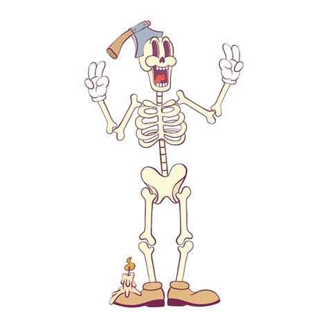 Premium Vector Retro Groovy Skeleton Cartoon Character