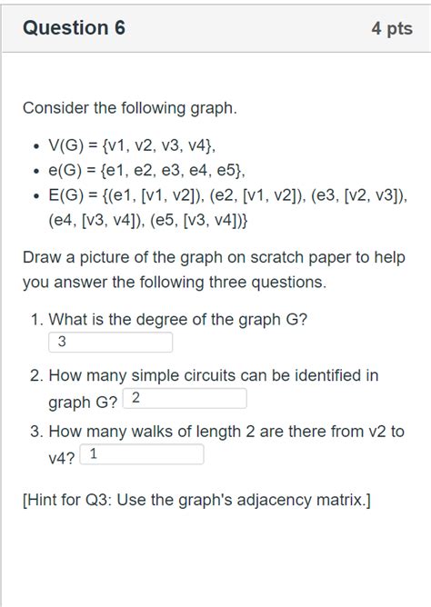 Solved Consider The Following Graph Vg V1v2v3v4
