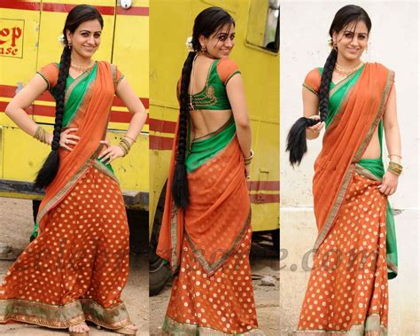 Aksha In Half Sari With Designer Blouse Saree Blouse Patterns