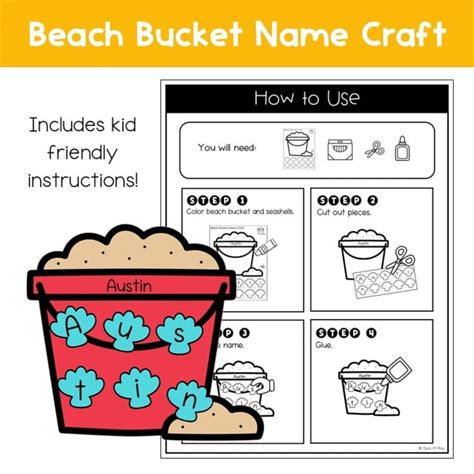 Editable Beach Bucket Name Craft Prebabe Summer Name Craft By Owls At Play