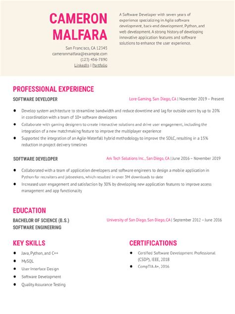 Software Developer Mid Career Pdf