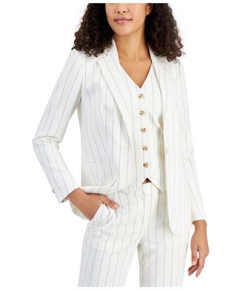 Anne Klein Single Button Notched Collar Blazer In White Lyst