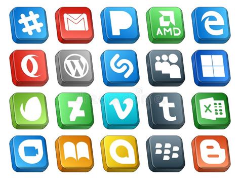 20 Social Media Icon Pack Including Video Deviantart Opera Envato
