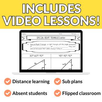 Special Right Triangles Guided Notes Worksheets TPT