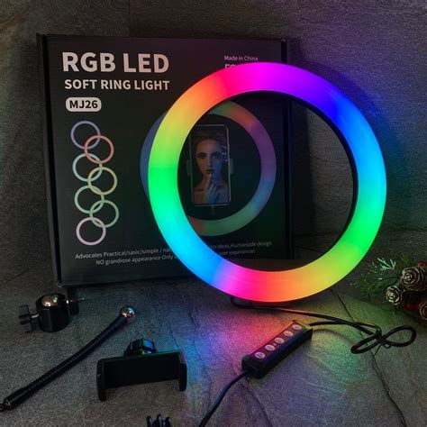 Кольцевая светодиодная лампа RGB LED RING MJ26 26 см с держателем ...