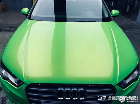 骚气亮丽的绿奥迪幻彩苹果绿改色膜熊范范 知乎
