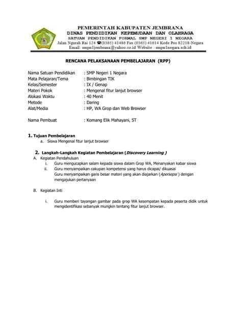 Rpp 1 Informatika 9 Pdf