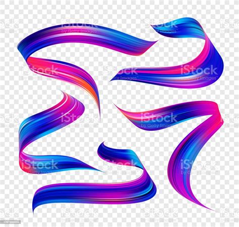 벡터 일러스트 레이 션 집합이 추상 화려한 웨이브 흐름 디자인 요소 색상 브러쉬 스트로크 트위스트 액체 모양 3차원 형태에 대한 스톡 벡터 아트 및 기타 이미지 Istock