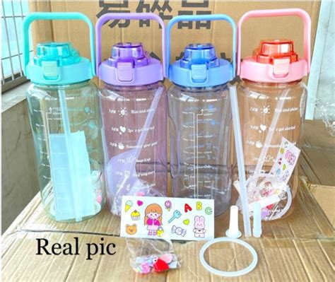 Botol Motivasi Transparan Bening 2 Liter Botol Minum Waktu Kekinian