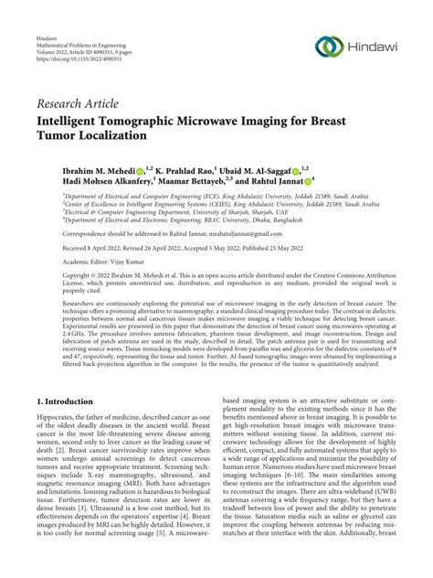 Pdf Intelligent Tomographic Microwave Imaging For Breast Tumor Localization