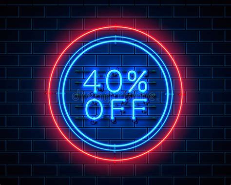 Neon 40 Off Text Banner Night Sign Stock Vector Illustration Of