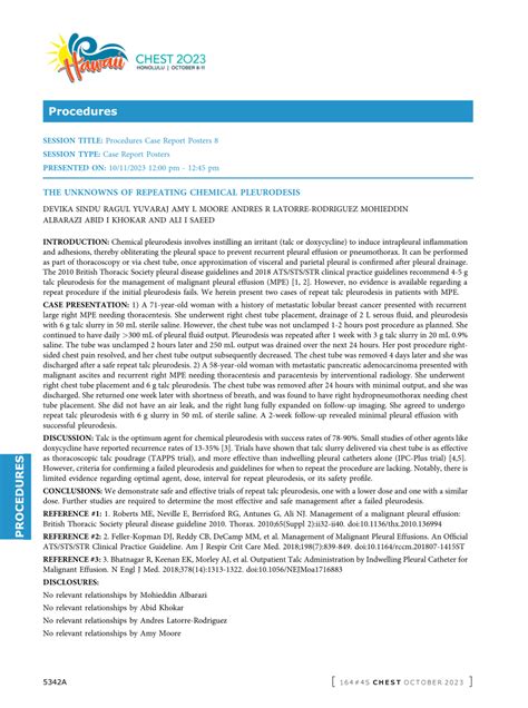 Pdf The Unknowns Of Repeating Chemical Pleurodesis