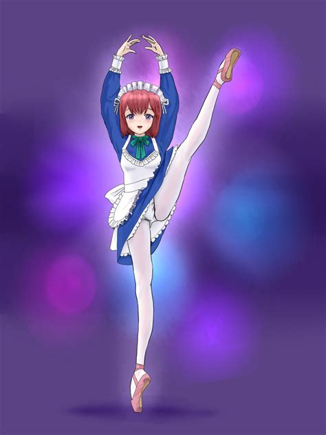 Safebooru 1girl Abstract Background Apron Arms Up Ballerina Ballet