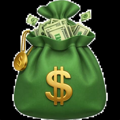 Money Bag Emoji With No Sign Or Face With Money Poking Out Of It Emoji