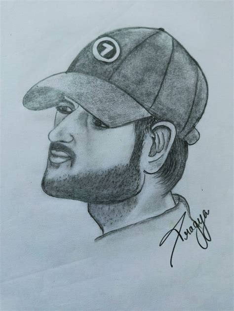 Ms Dhoni Pencil Sketch Art 🏻