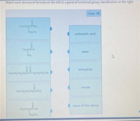 Solved Match Each Structural Formula On The Left To A