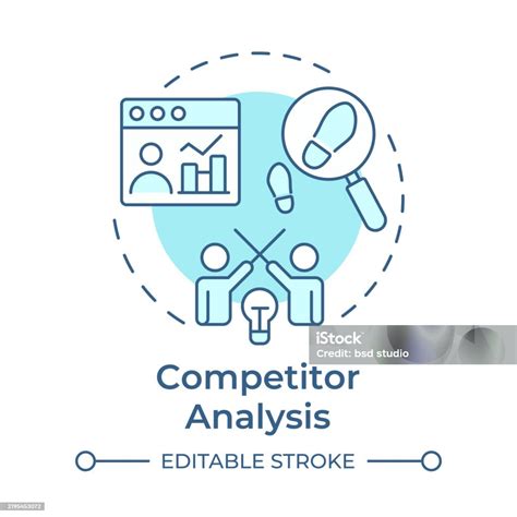 Competitor Analysis Soft Blue Concept Icon Stock Illustration