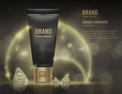 Cosmetic Cream Realistic Template Product Package Gold Vector 3d Mock