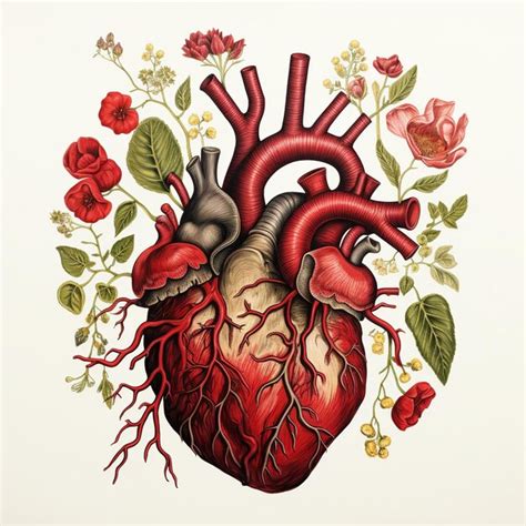 Illustration Of An Anatomically Correct Human Heart Where A Great Pi