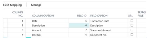 how to define a csv file to import bank statement information in