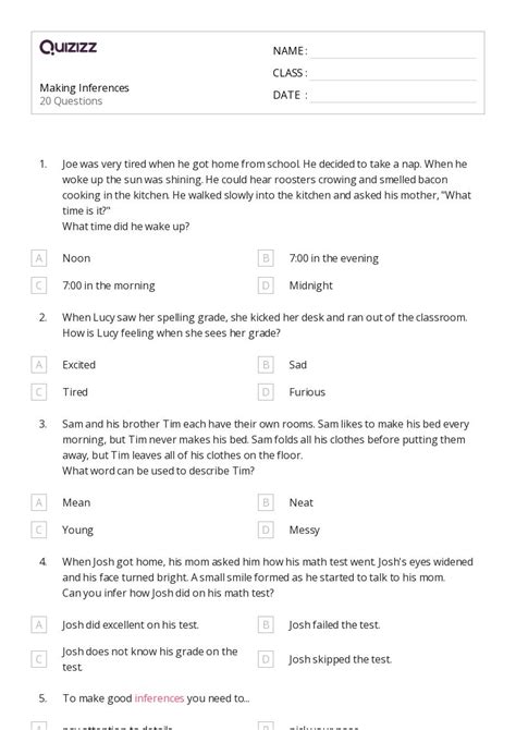 50 Making Inferences Worksheets For 6th Grade On Quizizz Free