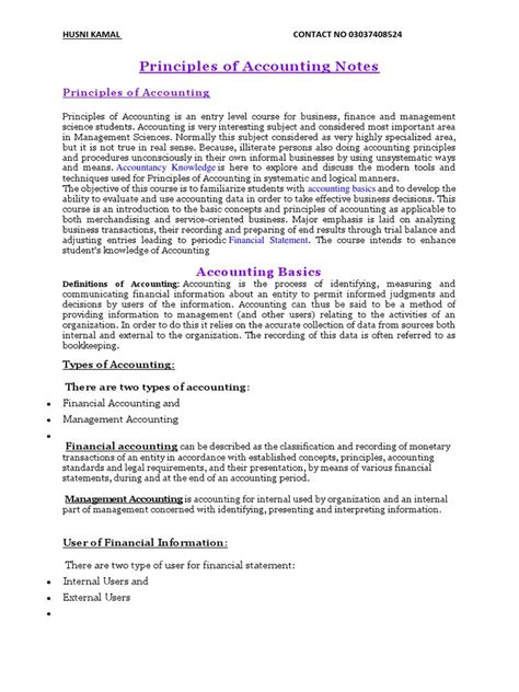 Principles Of Accounting Notes Pdf Debits And Credits Equity Finance