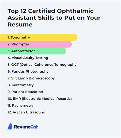 top 12 certified ophthalmic assistant skills to put on your resume