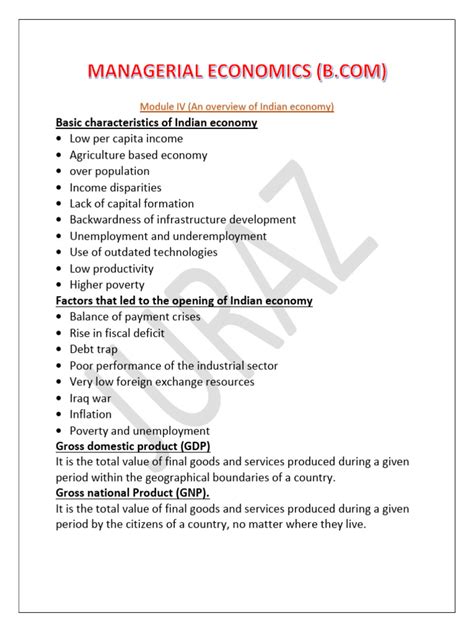 Managerial Economics Bcom Module Iv Pdf