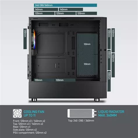 Darkrock A8 X Mid Tower Atx Pc Case Con Vidrio Templado Y Pa En Venta