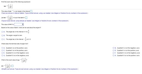 Solved Find The Exact Value Of The Following Expression Sin Chegg Com
