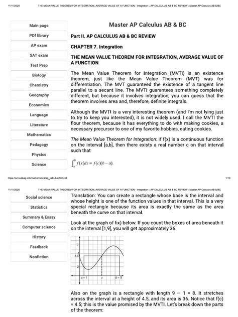 Master Ap Calculus Ab And Bc Mean Value Theorem Pdf Pdf