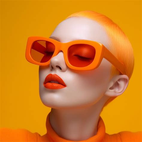 Premium Ai Image A Woman Wearing Orange Glasses With Orange Lenses